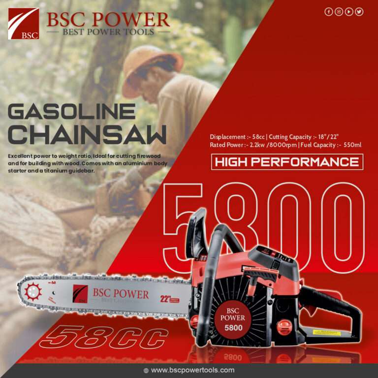 BSC Power Chainsaw BSC 5800, 2.2KW, 58cc, powerfull engine 45-55cm with ...