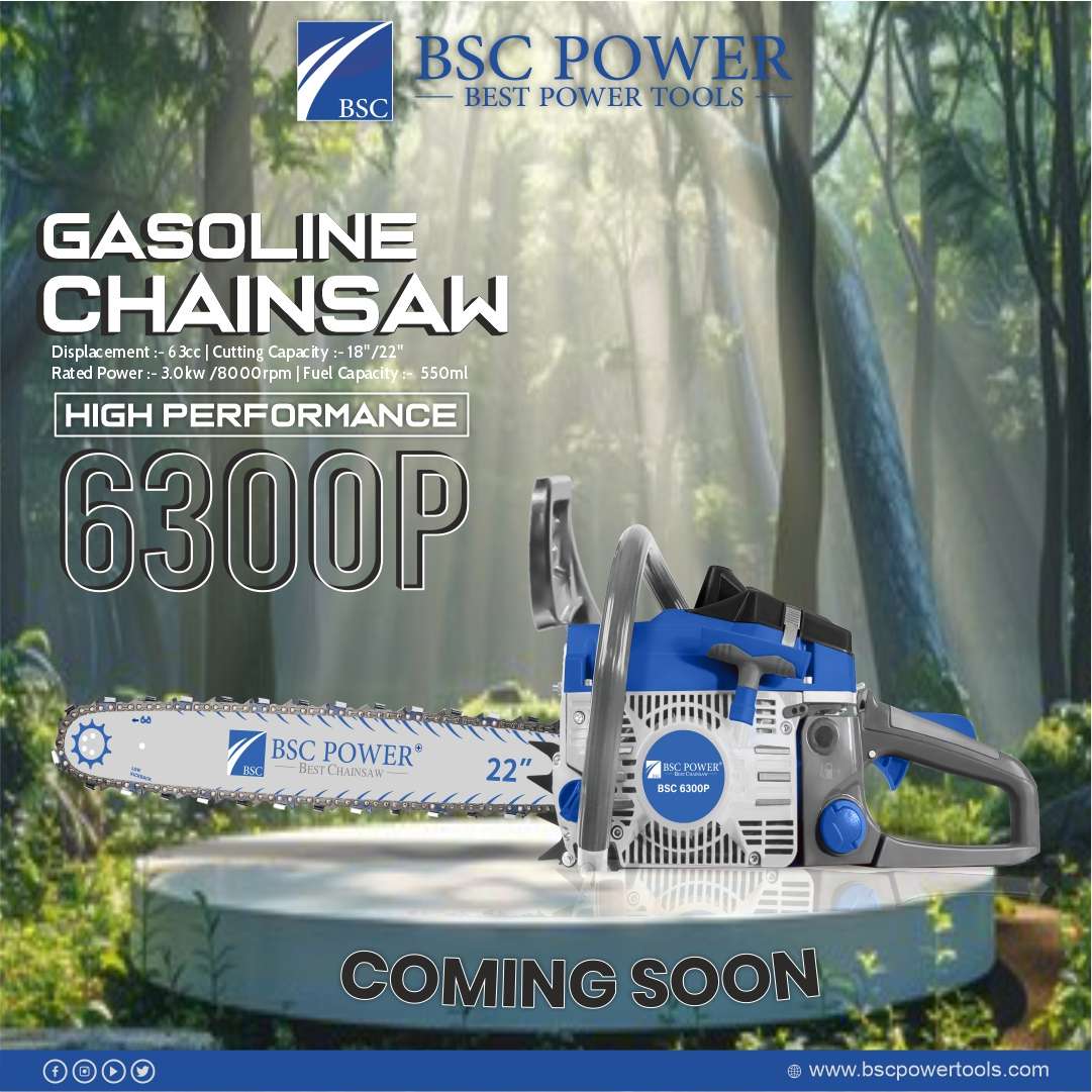 BSC Power Petrol Chainsaw BSC 6300P (63cc) combines high performance with 550 ml fuel capacity ...