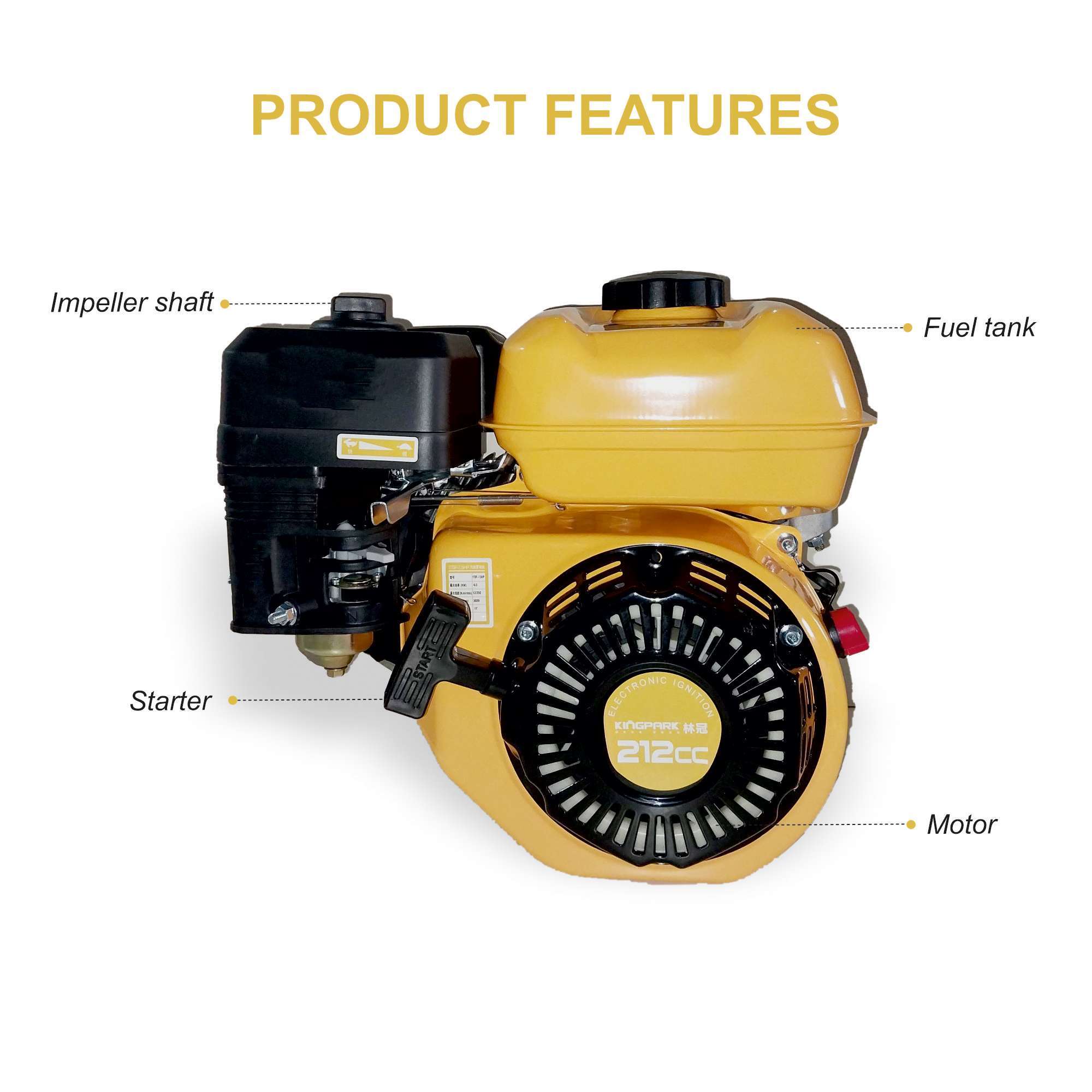 KINGPARK KP-170F gasoline water pump engine 70mm cylinder bore, 212cc ...