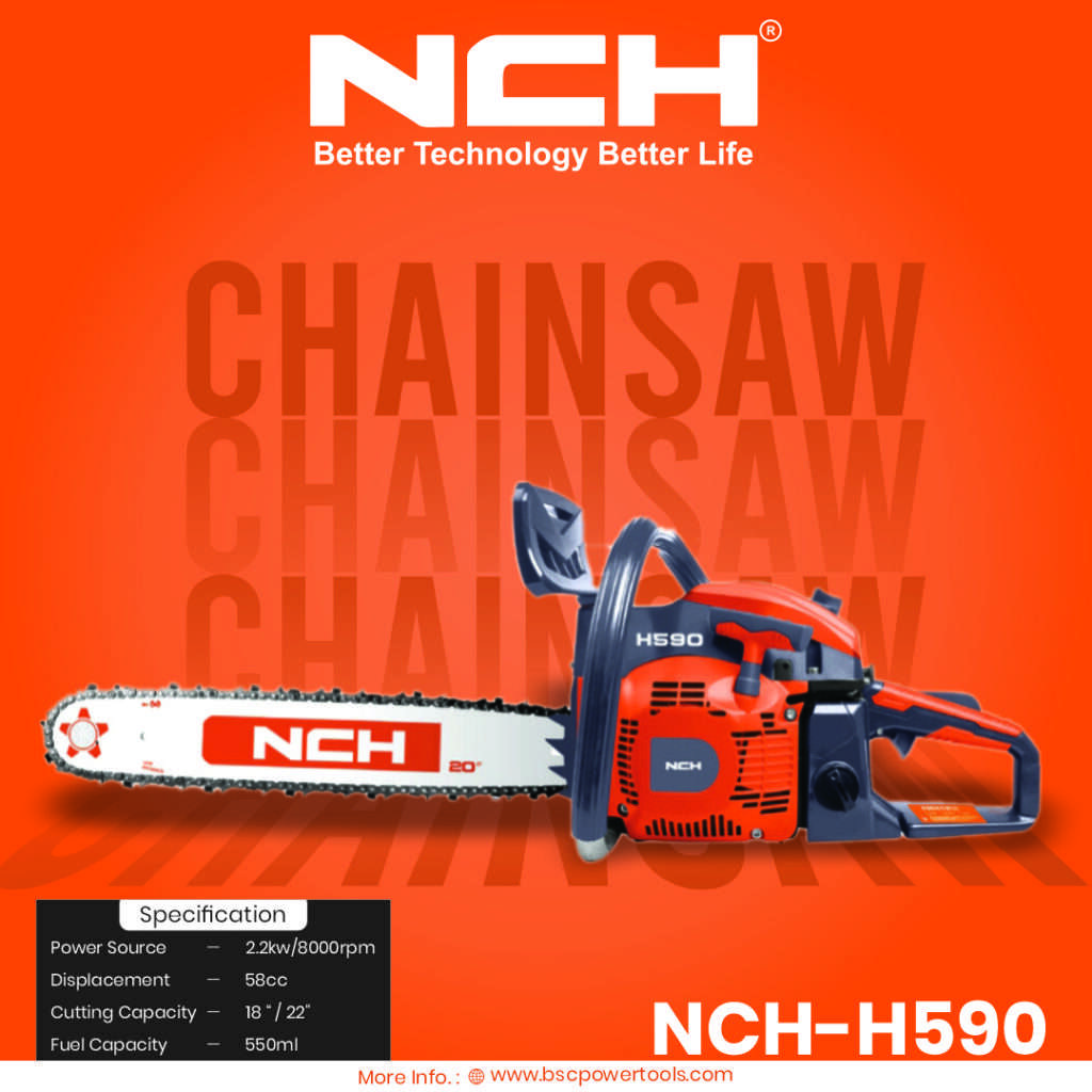 NCH H590 Chain Saw Heavy Duty With 58cc 2 Stroke 2.5kw Petrol Engine ...